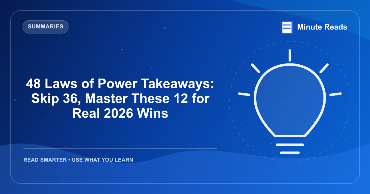 48 Laws of Power Takeaways: Skip 36, Master These 12 for Real 2026 Wins — MinuteReads blog thumbnail