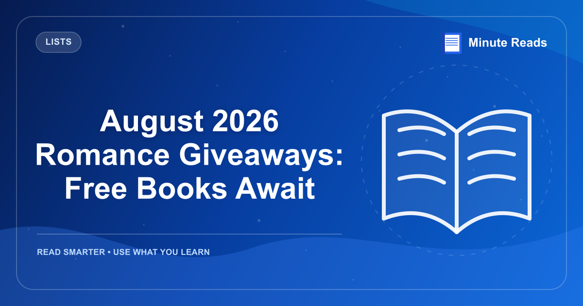 August 2026 Romance Giveaways: Free Books Await — MinuteReads blog thumbnail