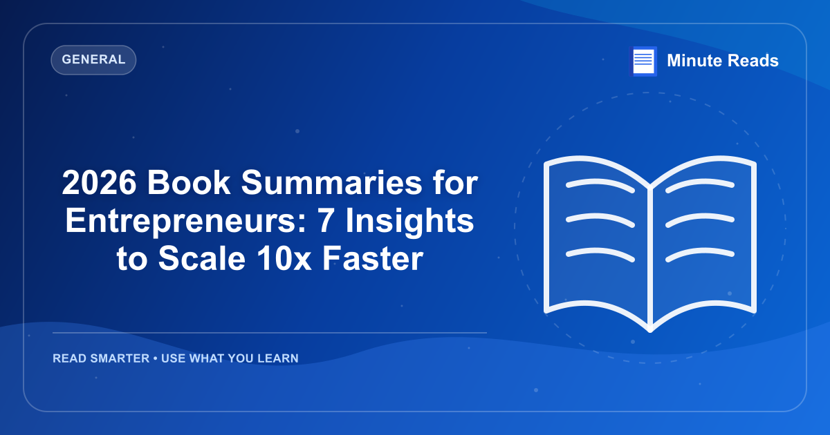 2026 Book Summaries for Entrepreneurs: 7 Insights to Scale 10x Faster — MinuteReads blog thumbnail