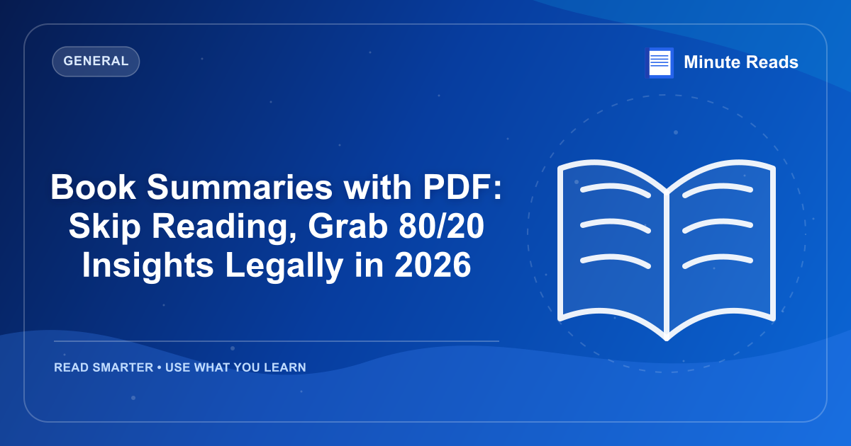 Book Summaries with PDF: Skip Reading, Grab 80/20 Insights Legally in 2026 — MinuteReads blog thumbnail