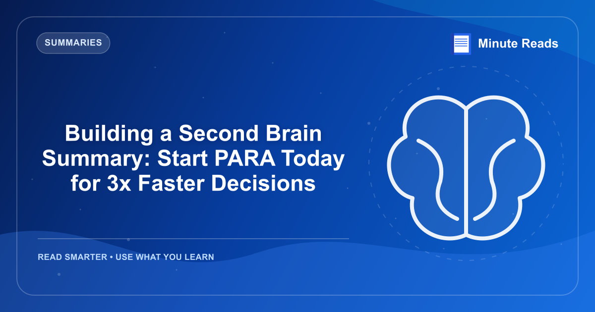 Building a Second Brain Summary: Start PARA Today for 3x Faster Decisions — MinuteReads blog thumbnail