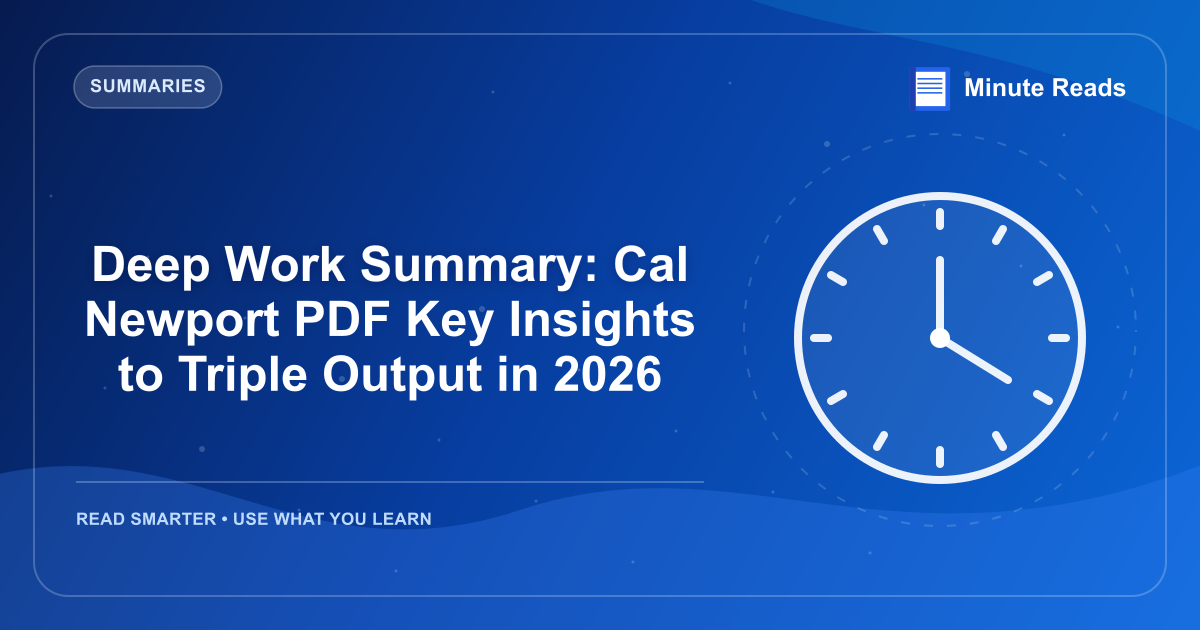 Deep Work Summary: Cal Newport PDF Key Insights to Triple Output in 2026 — MinuteReads blog thumbnail