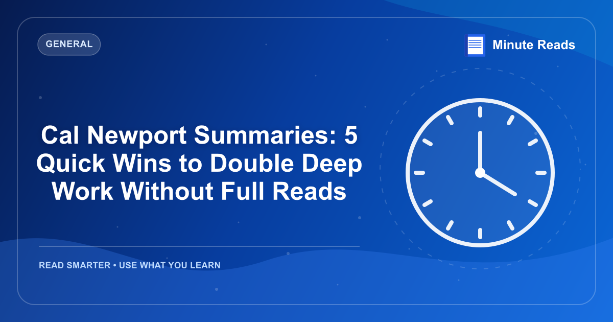 Cal Newport Summaries: 5 Quick Wins to Double Deep Work Without Full Reads — MinuteReads blog thumbnail
