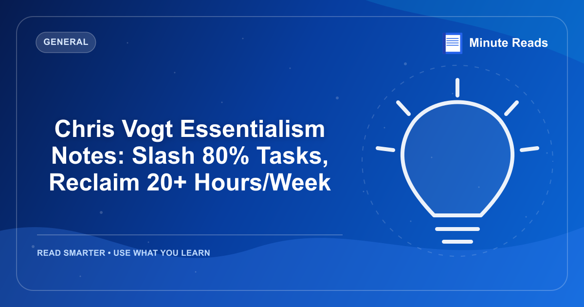 Chris Vogt Essentialism Notes: Slash 80% Tasks, Reclaim 20+ Hours/Week — MinuteReads blog thumbnail