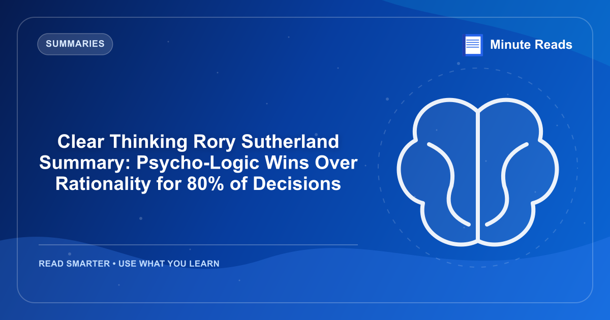 Clear Thinking Rory Sutherland Summary: Psycho-Logic Wins Over Rationality for 80% of Decisions — MinuteReads blog thumbnail