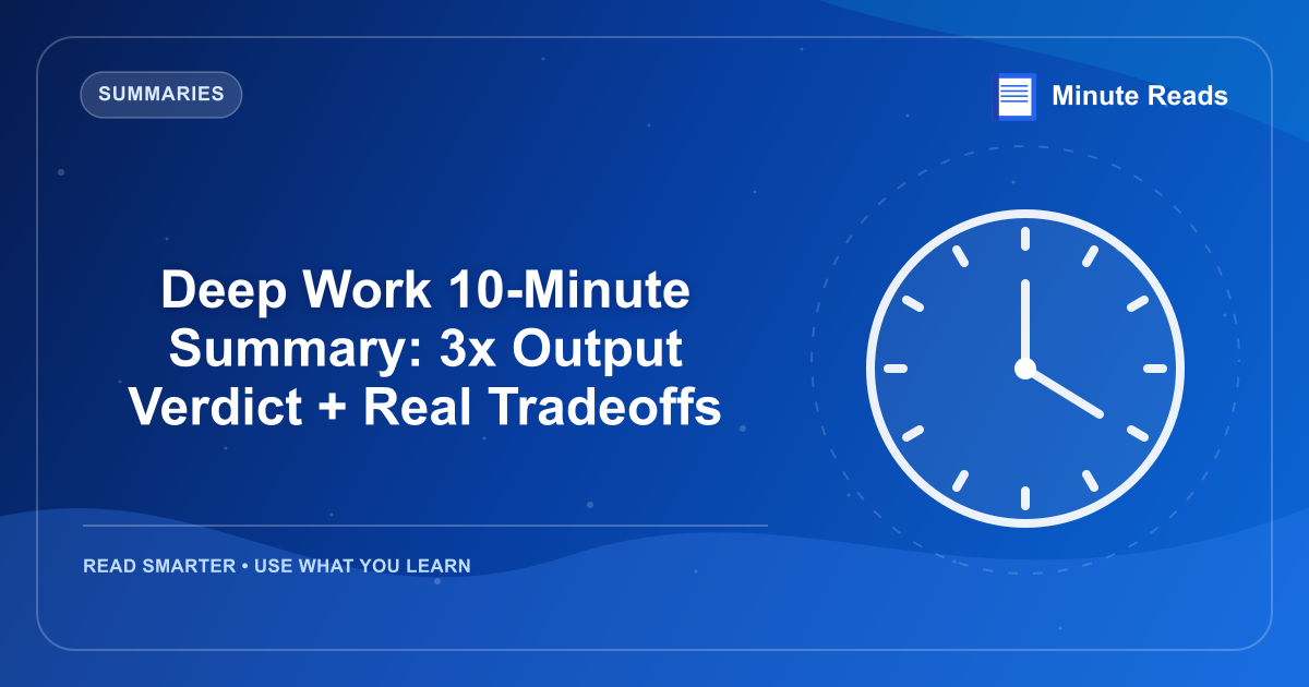 Deep Work 10-Minute Summary: 3x Output Verdict + Real Tradeoffs — MinuteReads blog thumbnail