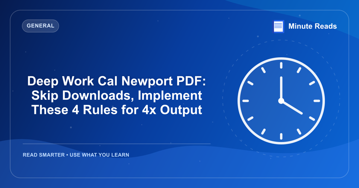 Deep Work Cal Newport PDF: Skip Downloads, Implement These 4 Rules for 4x Output — MinuteReads blog thumbnail