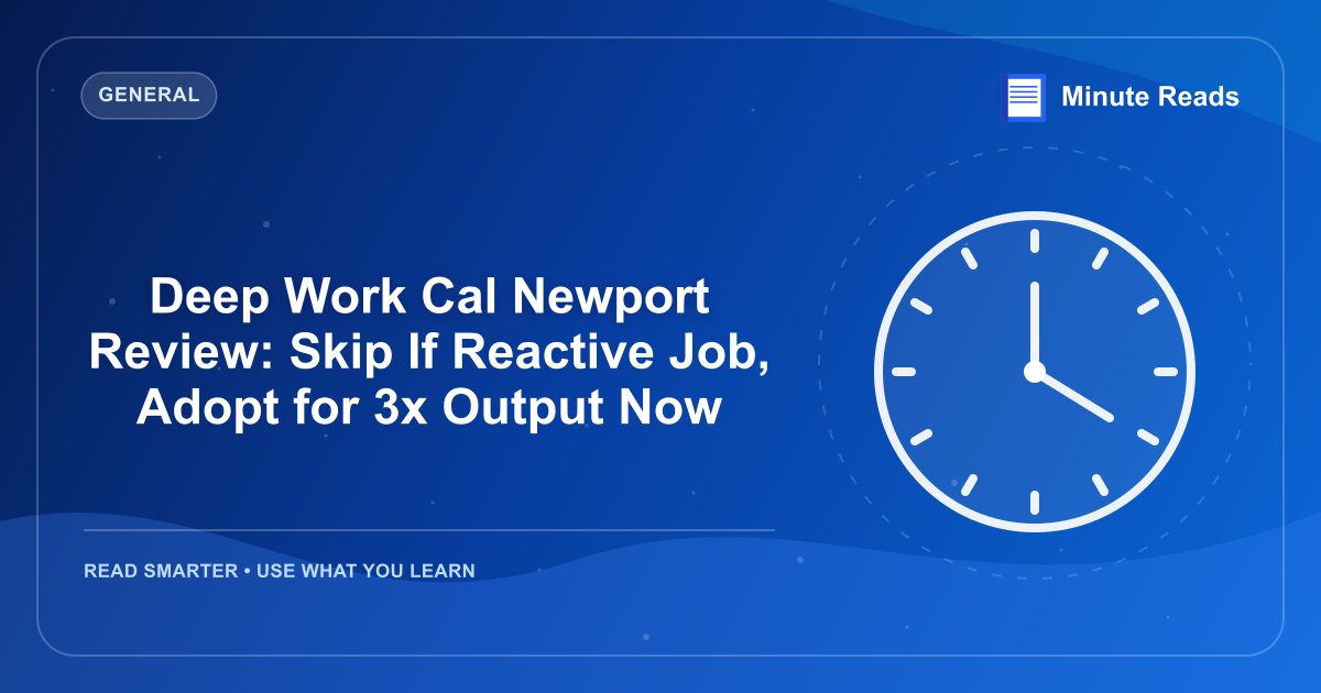Deep Work Cal Newport Review: Skip If Reactive Job, Adopt for 3x Output Now — MinuteReads blog thumbnail