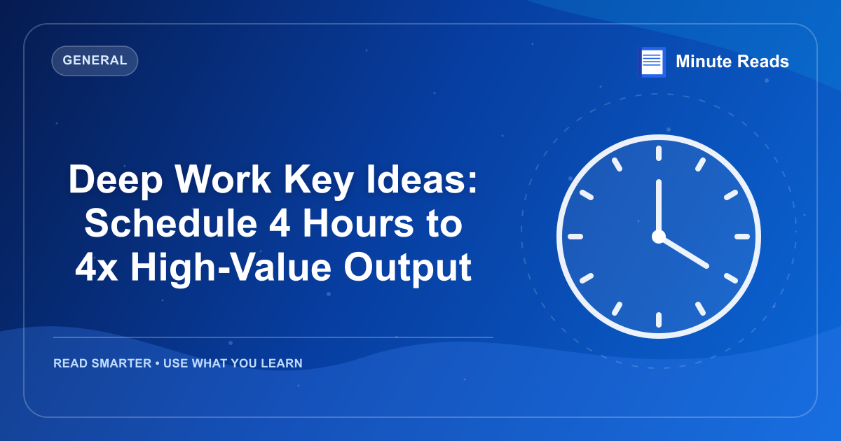 Deep Work Key Ideas: Schedule 4 Hours to 4x High-Value Output — MinuteReads blog thumbnail