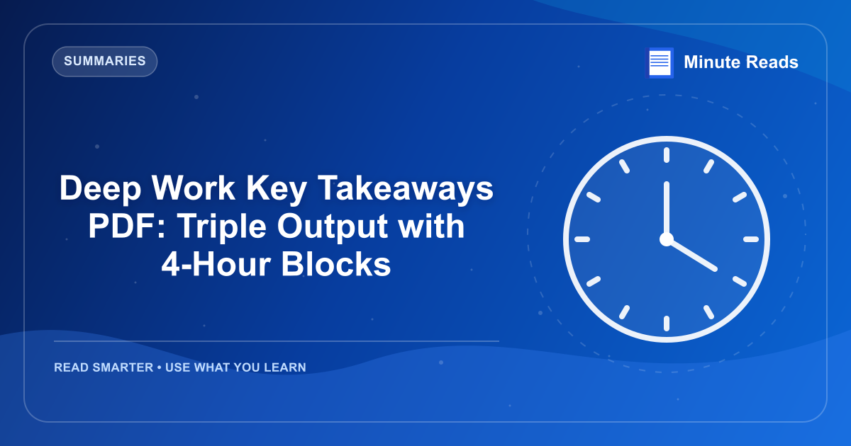 Deep Work Key Takeaways PDF: Triple Output with 4-Hour Blocks — MinuteReads blog thumbnail