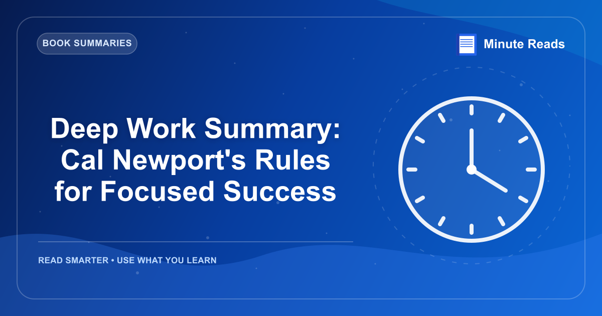 Deep Work Summary: Cal Newport's Rules for Focused Success — MinuteReads blog thumbnail
