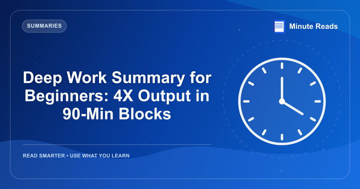 Deep Work Summary for Beginners: 4X Output in 90-Min Blocks — MinuteReads blog thumbnail