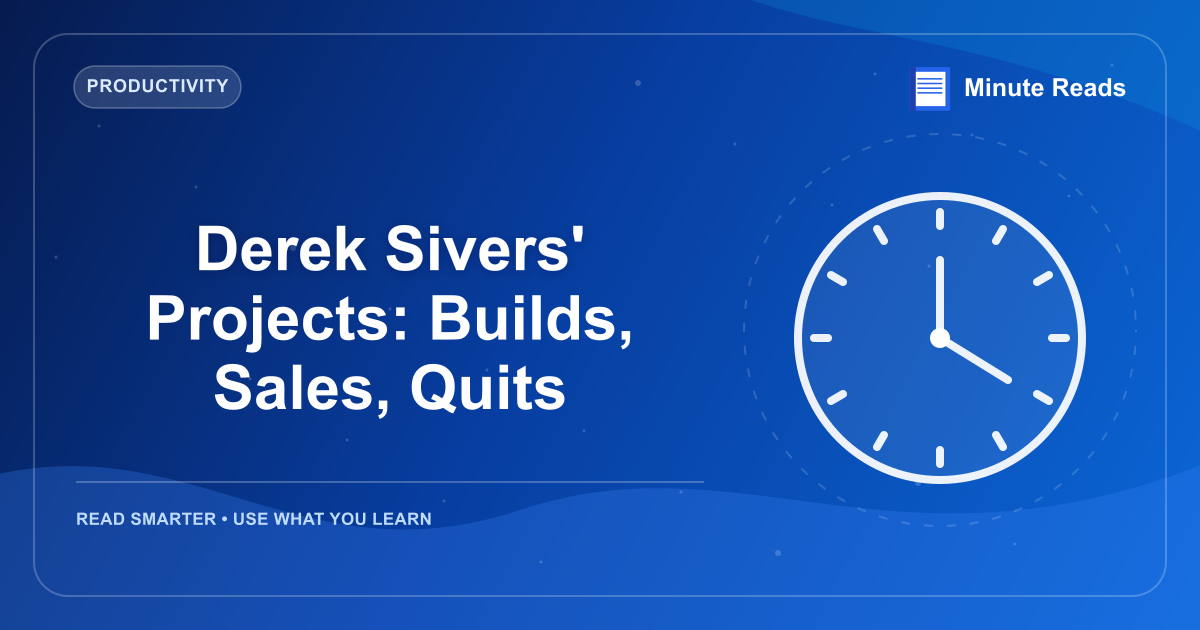 Derek Sivers' Projects: Builds, Sales, Quits — MinuteReads blog thumbnail