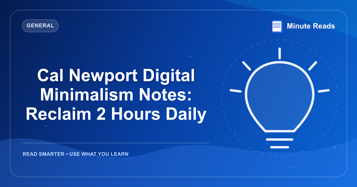 Cal Newport Digital Minimalism Notes: Reclaim 2 Hours Daily — MinuteReads blog thumbnail