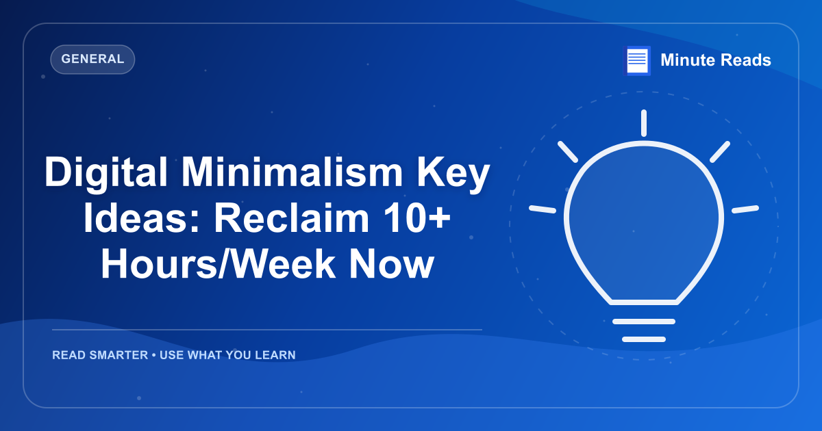 Digital Minimalism Key Ideas: Reclaim 10+ Hours/Week Now — MinuteReads blog thumbnail