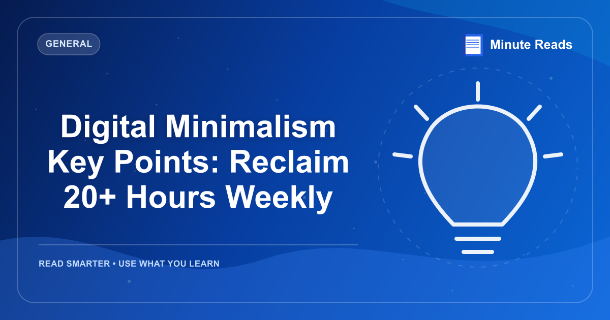 Digital Minimalism Key Points: Reclaim 20+ Hours Weekly — MinuteReads blog thumbnail
