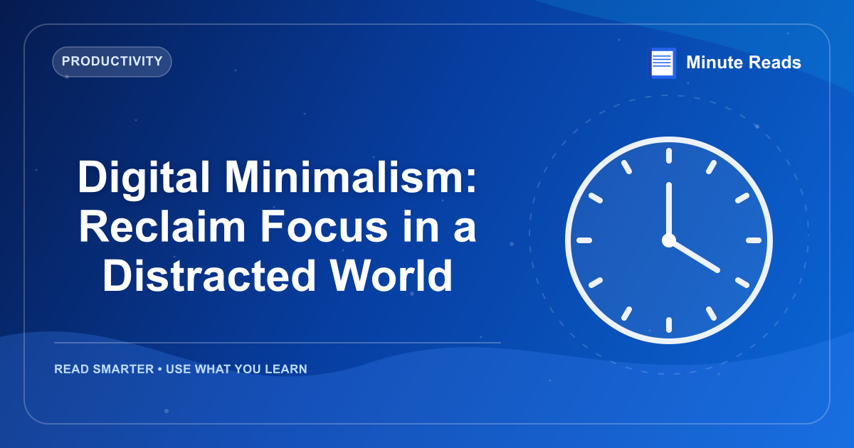 Digital Minimalism: Reclaim Focus in a Distracted World — MinuteReads blog thumbnail
