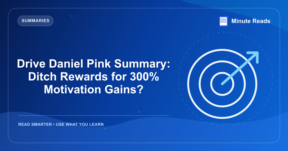 Drive Daniel Pink Summary: Ditch Rewards for 300% Motivation Gains? — MinuteReads blog thumbnail