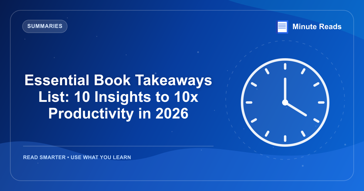 Essential Book Takeaways List: 10 Insights to 10x Productivity in 2026 — MinuteReads blog thumbnail