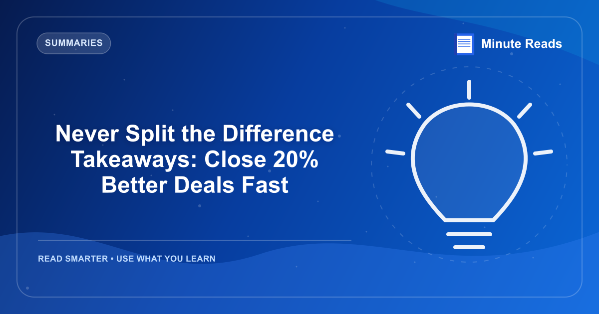 Never Split the Difference Takeaways: Close 20% Better Deals Fast — MinuteReads blog thumbnail