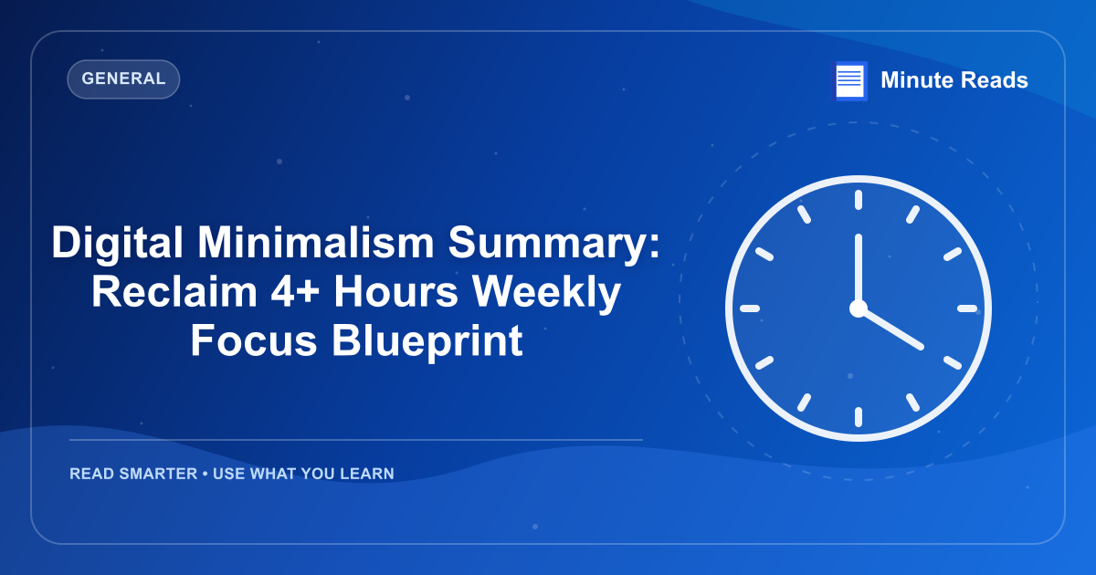 Digital Minimalism Summary: Reclaim 4+ Hours Weekly Focus Blueprint — MinuteReads blog thumbnail