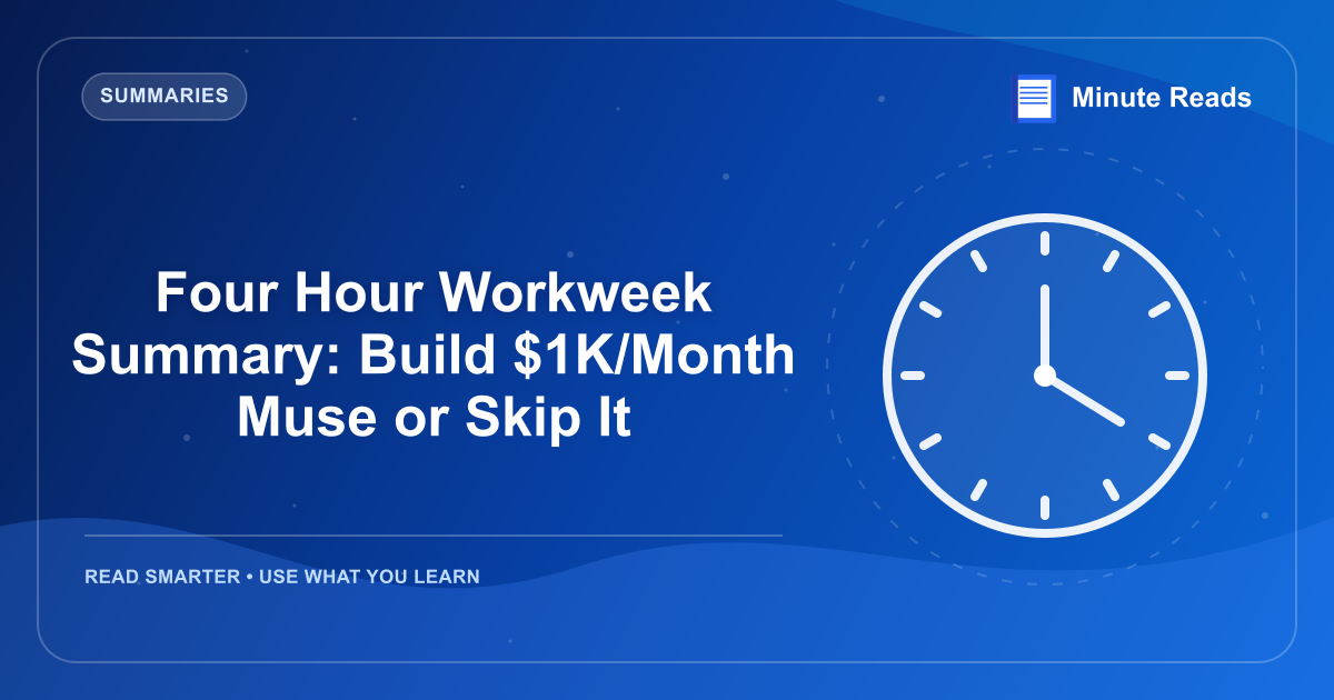 Four Hour Workweek Summary: Build $1K/Month Muse or Skip It — MinuteReads blog thumbnail