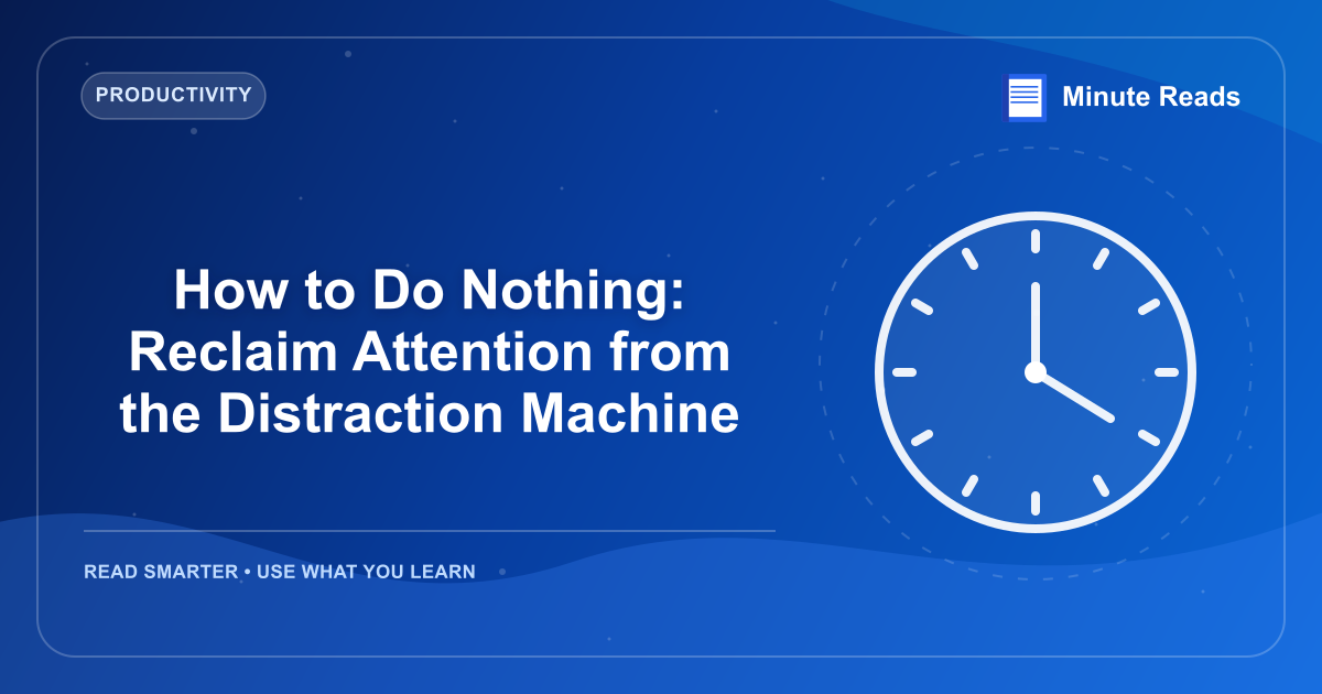 How to Do Nothing: Reclaim Attention from the Distraction Machine — MinuteReads blog thumbnail