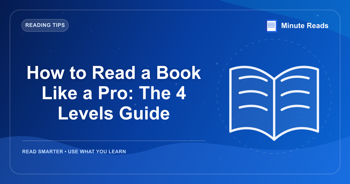How to Read a Book Like a Pro: The 4 Levels Guide — MinuteReads blog thumbnail