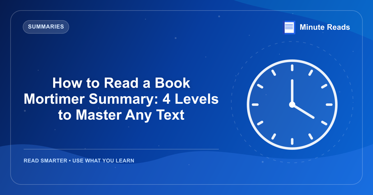 How to Read a Book Mortimer Summary: 4 Levels to Master Any Text — MinuteReads blog thumbnail