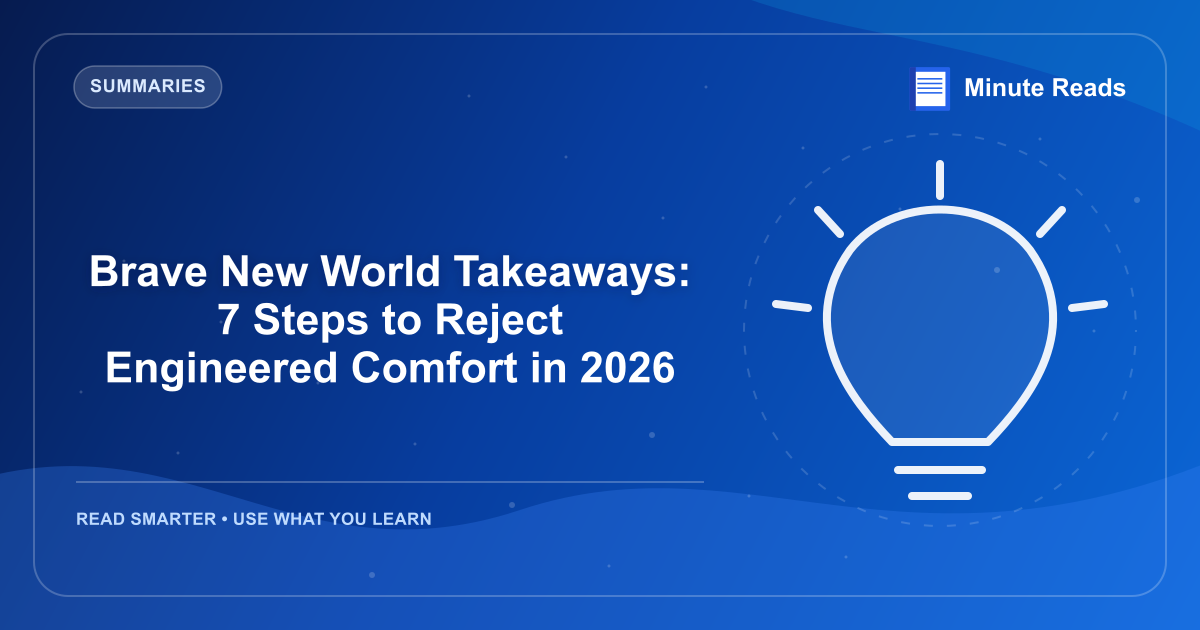 Brave New World Takeaways: 7 Steps to Reject Engineered Comfort in 2026 — MinuteReads blog thumbnail
