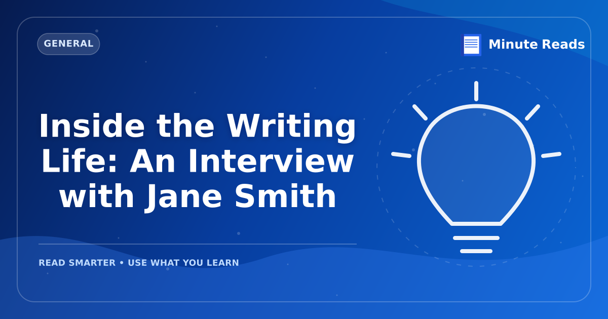 Inside the Writing Life: An Interview with Jane Smith — MinuteReads blog thumbnail