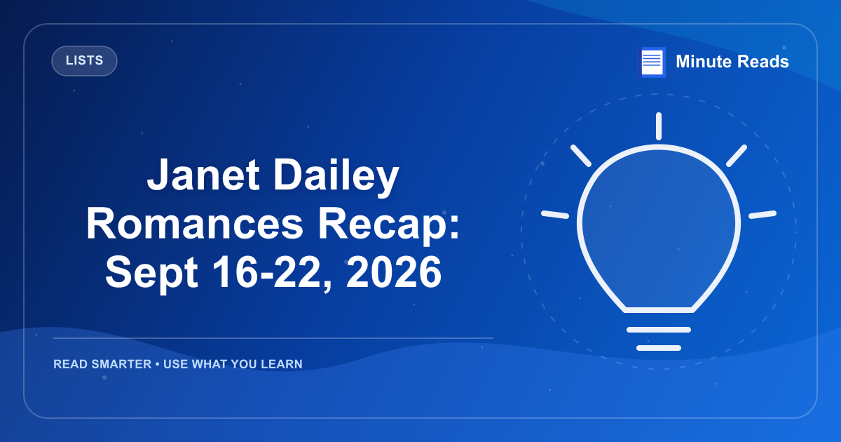 Janet Dailey Romances Recap: Sept 16-22, 2026 — MinuteReads blog thumbnail