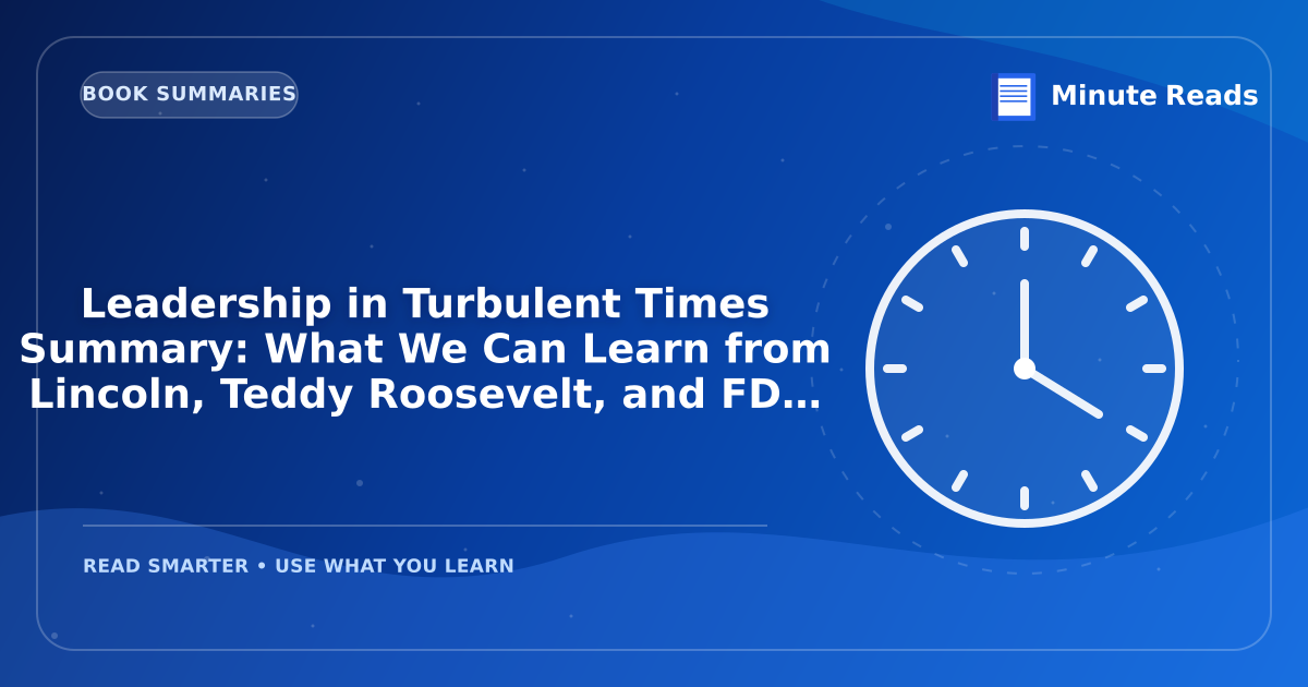 Leadership in Turbulent Times Summary: What We Can Learn from Lincoln, Teddy Roosevelt, and FDR — MinuteReads blog thumbnail