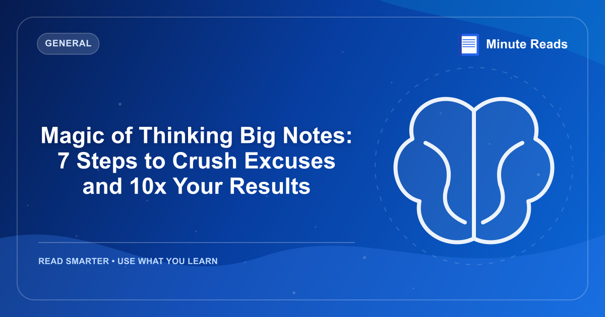 Magic of Thinking Big Notes: 7 Steps to Crush Excuses and 10x Your Results — MinuteReads blog thumbnail