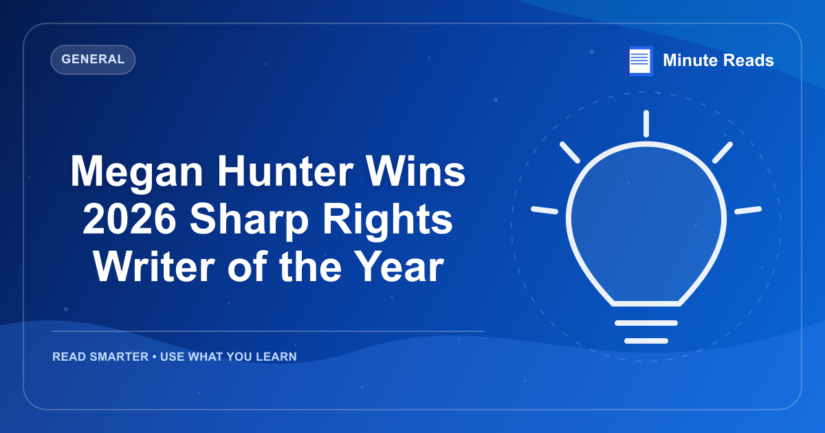 Megan Hunter Wins 2026 Sharp Rights Writer of the Year — MinuteReads blog thumbnail