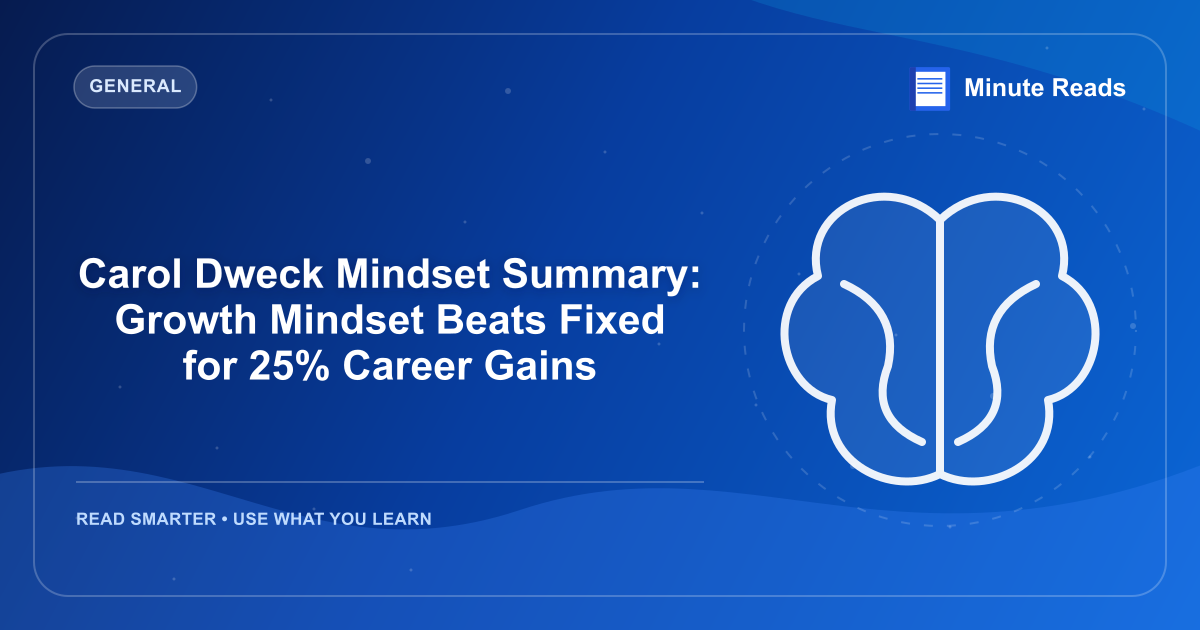Carol Dweck Mindset Summary: Growth Mindset Beats Fixed for 25% Career Gains — MinuteReads blog thumbnail