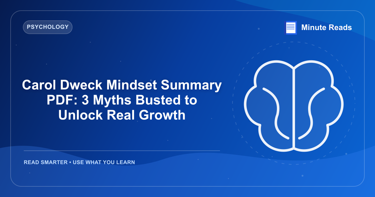 Carol Dweck Mindset Summary PDF: 3 Myths Busted to Unlock Real Growth — MinuteReads blog thumbnail