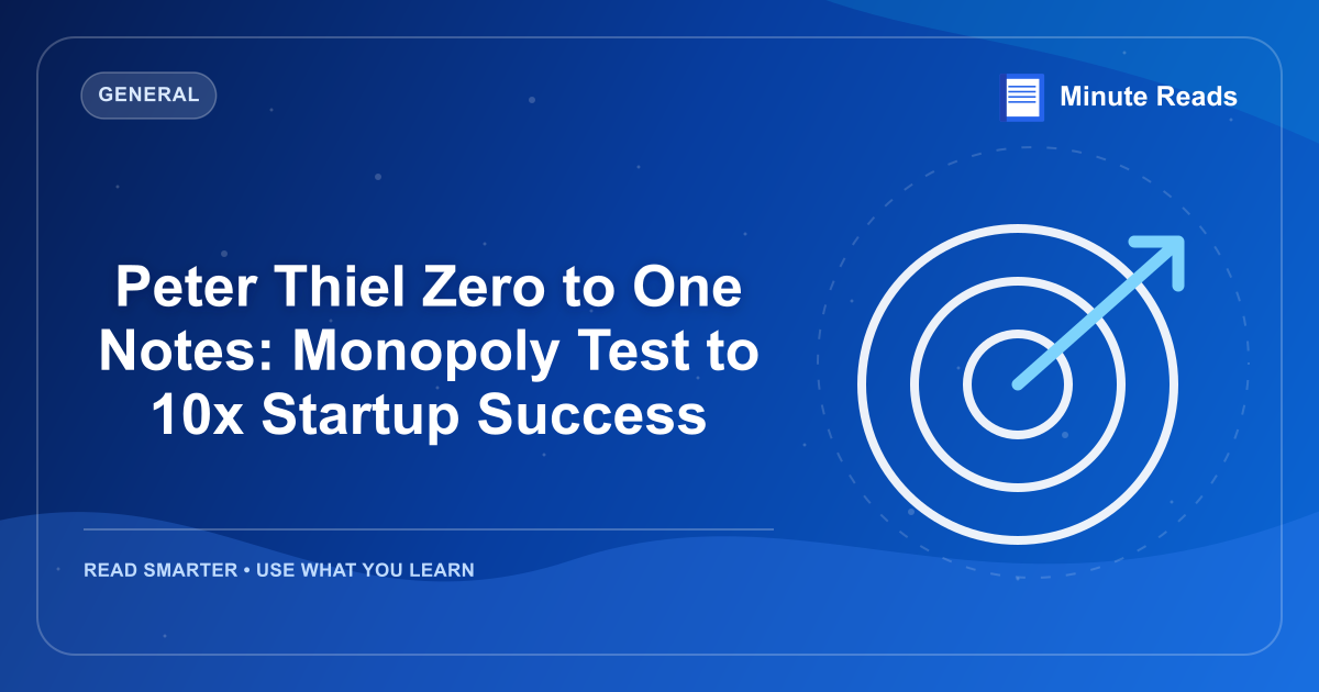 Peter Thiel Zero to One Notes: Monopoly Test to 10x Startup Success — MinuteReads blog thumbnail