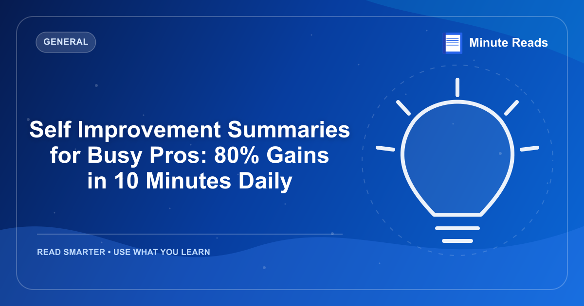 Self Improvement Summaries for Busy Pros: 80% Gains in 10 Minutes Daily — MinuteReads blog thumbnail