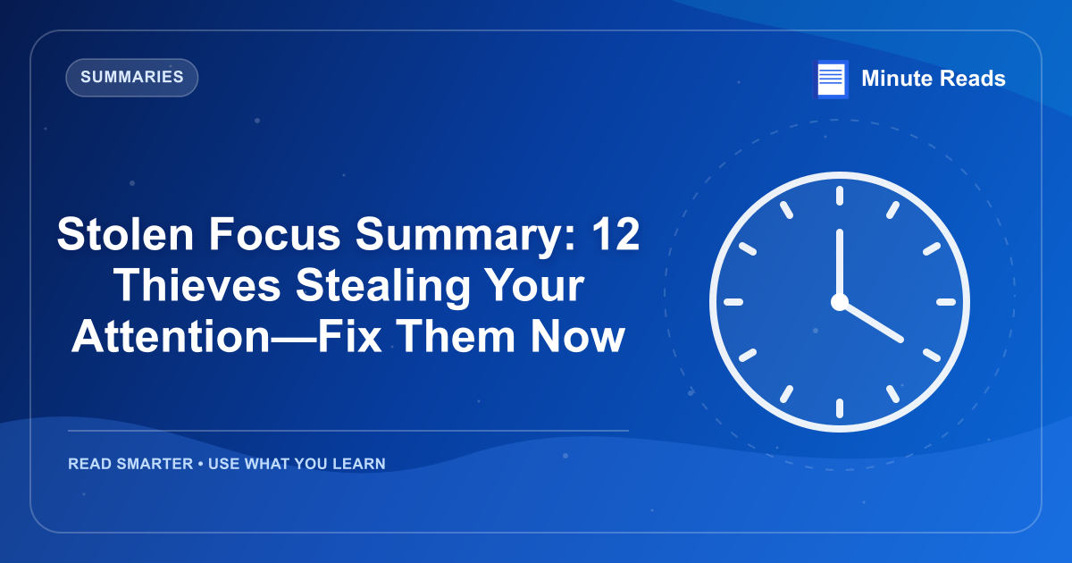 Stolen Focus Summary: 12 Thieves Stealing Your Attention—Fix Them Now — MinuteReads blog thumbnail