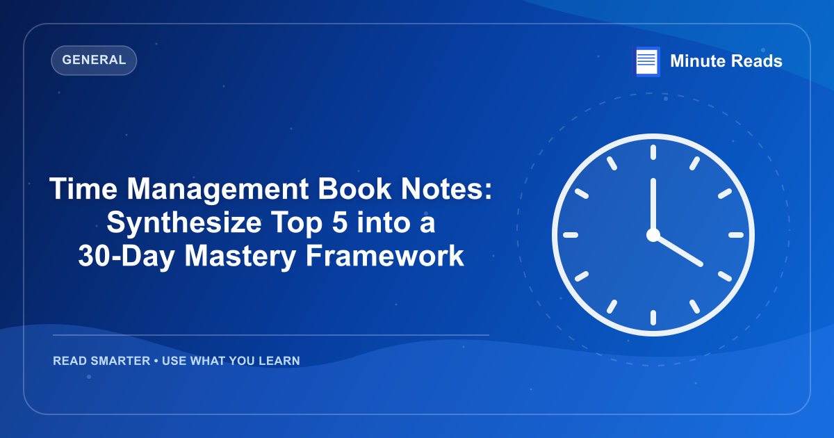 Time Management Book Notes: Synthesize Top 5 into a 30-Day Mastery Framework — MinuteReads blog thumbnail