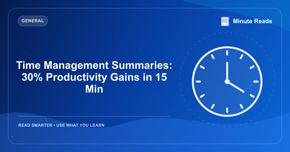 Time Management Summaries: 30% Productivity Gains in 15 Min — MinuteReads blog thumbnail