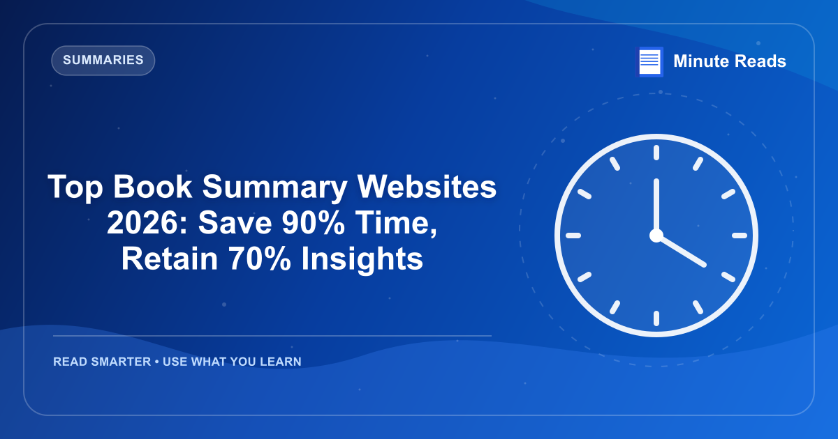 Top Book Summary Websites 2026: Save 90% Time, Retain 70% Insights — MinuteReads blog thumbnail