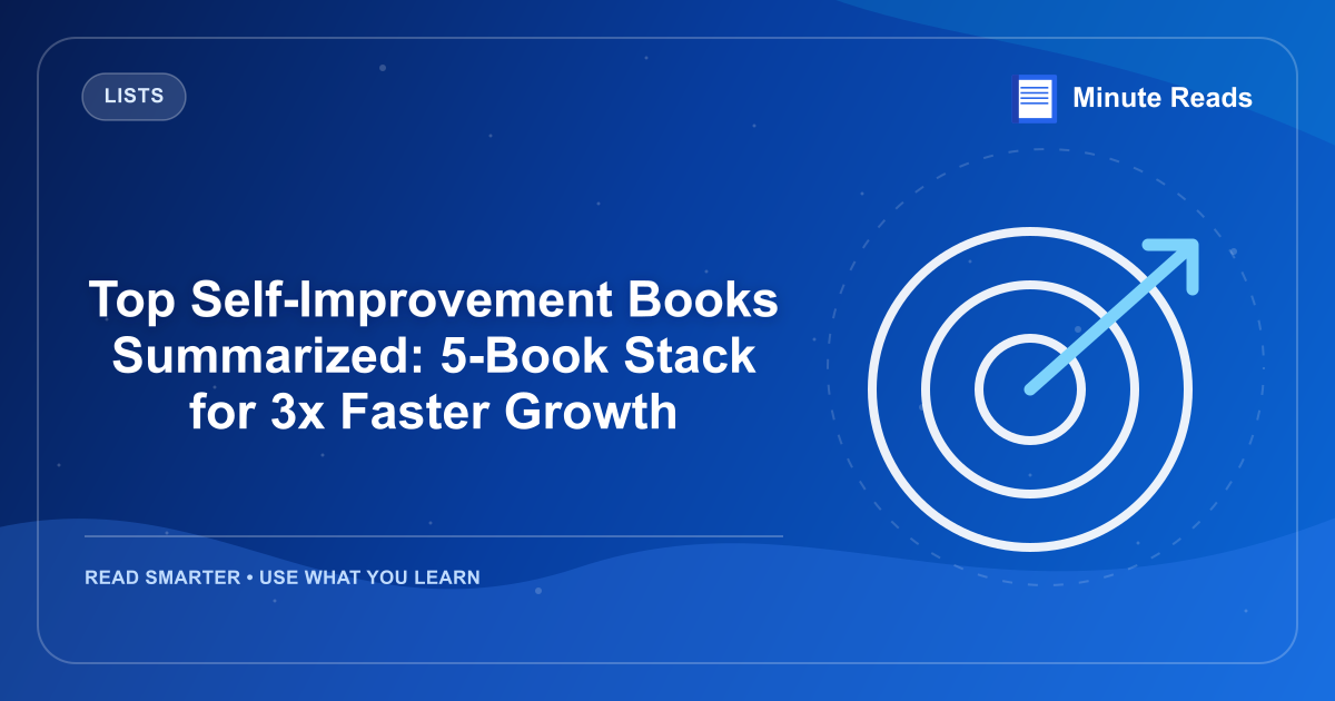 Top Self-Improvement Books Summarized: 5-Book Stack for 3x Faster Growth — MinuteReads blog thumbnail