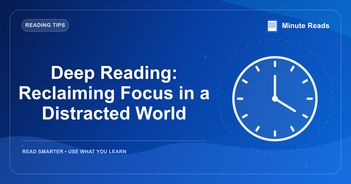 Deep Reading: Reclaiming Focus in a Distracted World — MinuteReads blog thumbnail