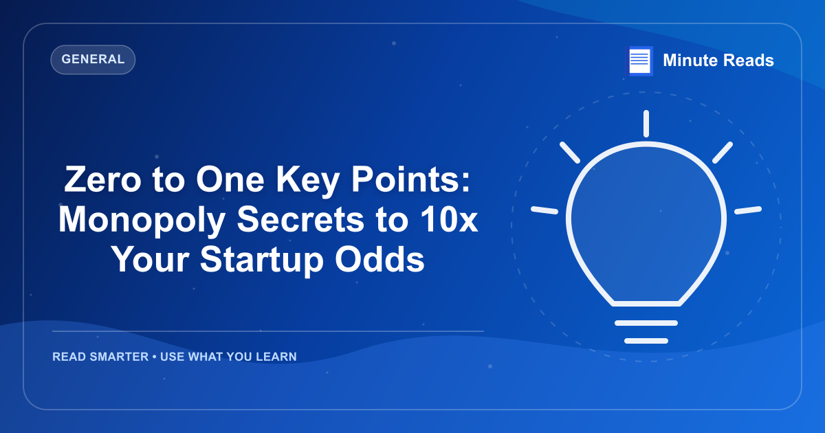 Zero to One Key Points: Monopoly Secrets to 10x Your Startup Odds — MinuteReads blog thumbnail